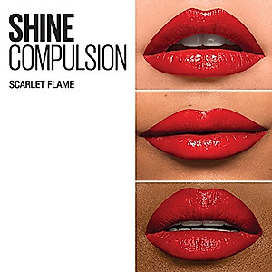 Maybelline New York Color Sensational Shine Compulsion Lipstick Makeup, Scarlet Flame, 0.1 Ounce