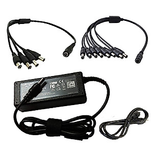 UpBright 4-Way + 8-Way Splitter 12V 5A AC/DC Adapter for Q-See QSS1250A QM6006B-4 5Amp 12VDC Security Camera CCTV Lorex MCB7051 LBC7051 LC7051 Color CCD Bullet Dome Cam 12VDC 5000mA 60W Power Supply