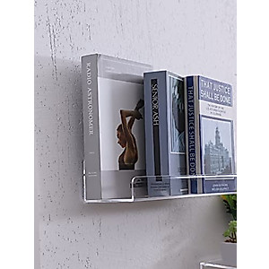 4 Pack Clear Acrylic Floating Wall Ledge Shelf for,15'' Invisible Mounted Nursery Kids Bookshelf for Room,Modern Funko Pop Display Shelves Toy Storage (Pack of 4)