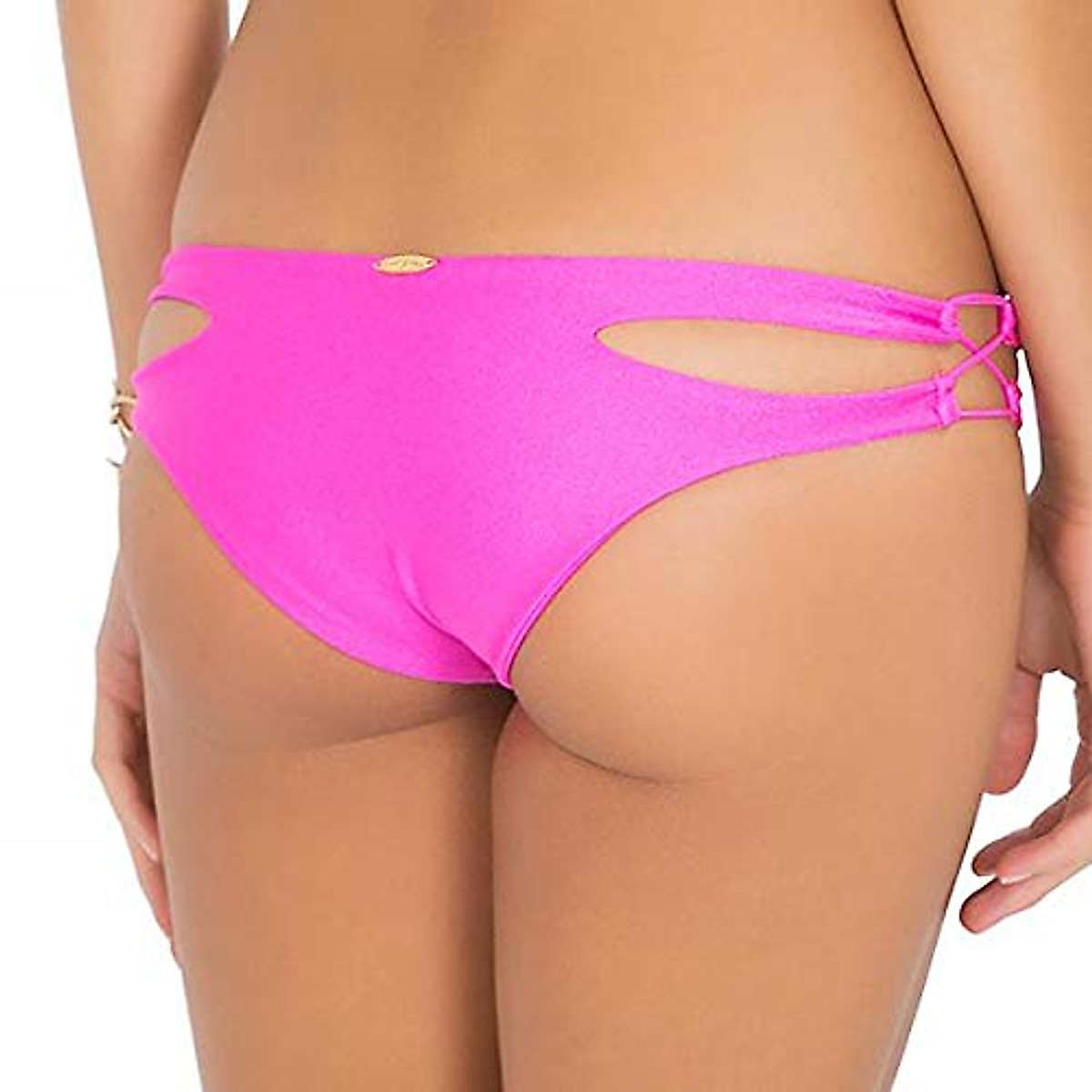 Luli Fama Women's Borrachera De Mar Zig Zag Open Side Moderate Bikini Bottom, Too Hot Miami, Medium