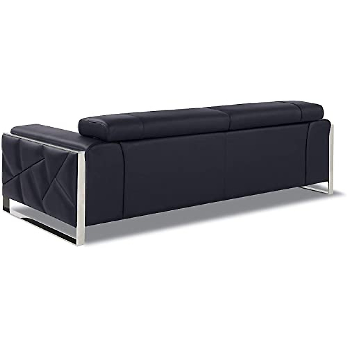 Blackjack Furniture Gianni Mid Century Modern Italian Leather Living Room Sofa, Black
