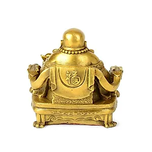 WEALTHCOMING Fengshui Decor Laughing Buddha Statue for Lucky & Happiness, God of Wealth Statue,Brass Buddhist Statues and Sculptures Home Decor Congratulatory Gifts (X-Large)