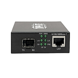 Tripp Lite Cusotomizable SFP Fiber Media Converter, Fiber to Ethernet Converter, Gigabit, POE+, 10/100/1000 (N785-P01-SFP)
