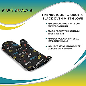 Friends Icons & Quotes Black Oven Mitt Glove