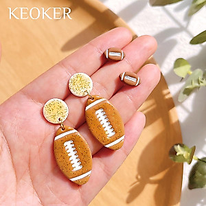 Keoker Football Clay Cutters, Football Polymer Clay Cutters, 7 Clay Cutters Shapes with 9 Number Polymer Clay Stamps, Football Jersey Polymer Clay Cutter for Earrings, Football Helmet Clay Cutter.