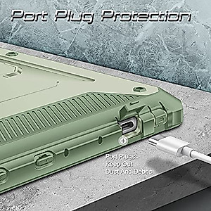 Fintie Case for Amazon Fire HD 10 and 10 Plus Tablet (11th Generation 2021 Release), [Tuatara] Rugged Unibody Hybrid Kickstand Cover w/Built-in Screen Protector, Sage Green