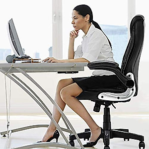 B2C2B Leather Executive Office Chair Computer Desk Chair Ergonomic Adjustable Racing Chair Task Swivel Chair Armrest and Lumbar Support