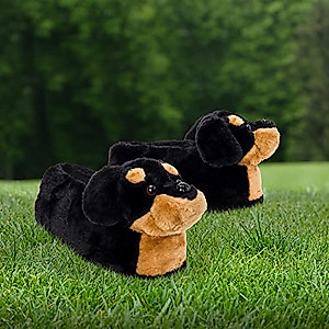 Funziez! Rottweiler Dog Slippers - Animal Slippers Novelty Costume (Black/Tan, Medium)