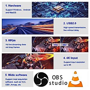 ORIVISION Video Capture Card 4K HDMI Device with Loop Out, Full HD 1080P Game Capture Video Recorder for Live Streaming, Broadcasting or Video Conference,S3/PS4/Xbox One/DSLR/Camcorders
