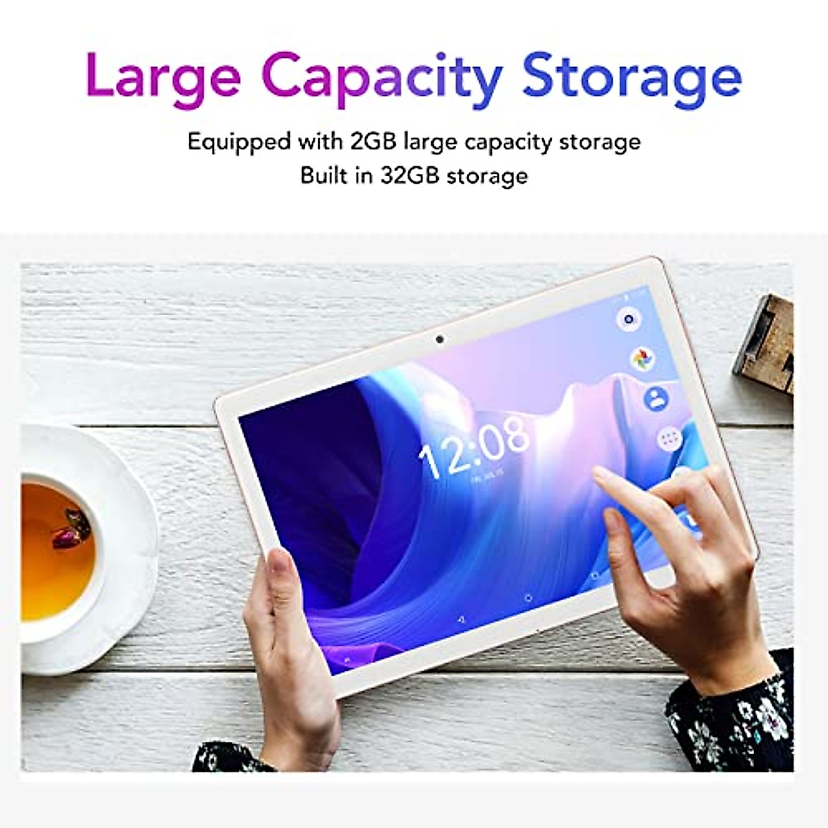 HD Tablet, 10.1in Gaming Tablet, Dual SIM Tablet PC, RAM 2GB ROM 32GB Dual Card Dual Standby, Support MIC OTG FM GPS for Entertainment Work(#1)