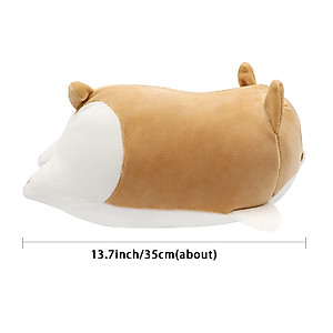 Fortuning's JDS 13.7”/35cm Corgi Plush Cute Pillow Dog Plush Kawaii Plush Cute Stuffed Animal Plush Pillows Corgi Stuffed Animal Plush Dog,Stuffed Animals for Girls Birthday,Brown