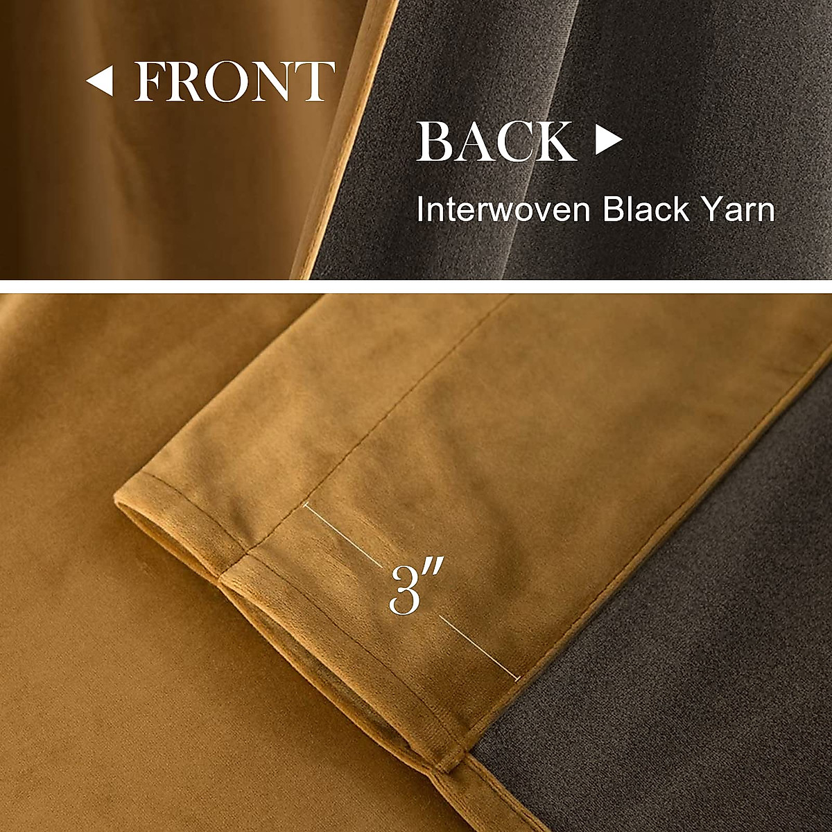 Lazzzy Velvet Blackout Curtains Thermal Insulated Curtains Room Darkening Super Soft Luxury Curtains for Bedroom Rod Pocket Window Drapes for Living Room 2 Panels 52 by 96 Inch Gold Brown
