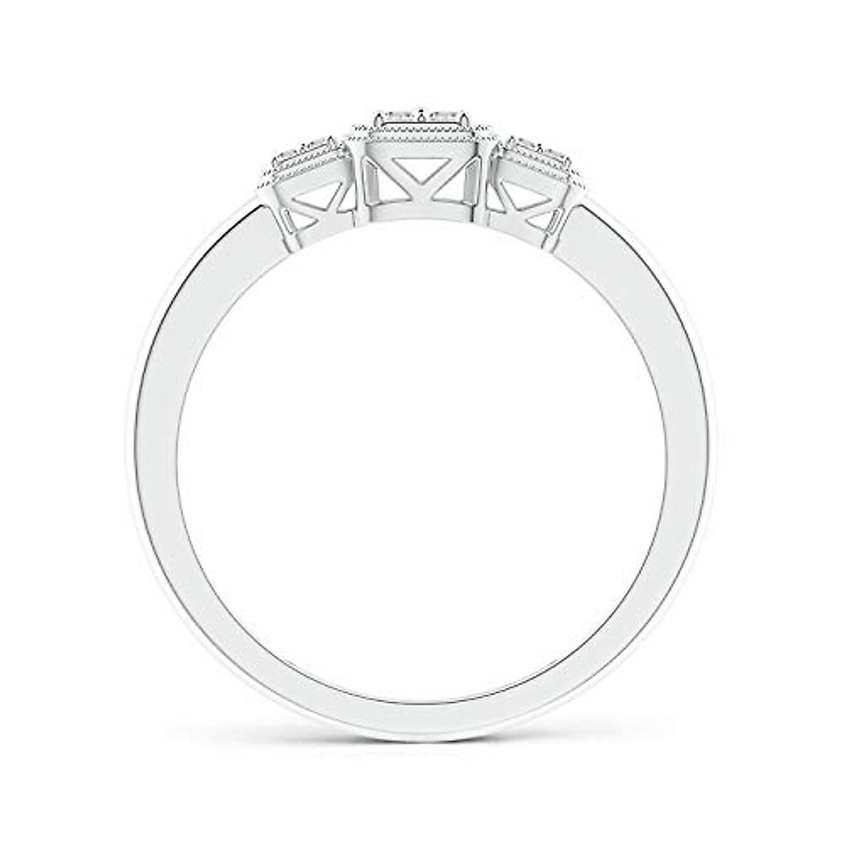 Angara Natural Diamond Art Deco Engagement Ring for Women in 14K White Gold (1/10 cttw) Ring Size 6 - April Birthstone