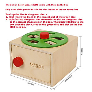 TOWO Wooden Shape Sorter - Sorting Box with Latch Lock - Rotating Wheel -Screw- and Shape Blocks- Sorting Cube Educational Toys for Kids Early Learning Montessori Materials