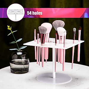 54 Holes Acrylic Brush Holder Makeup Brush Drying Rack Brush Dryer Collapsible Makeup Brush Holder Makeup Brush Dryer Stand for Acrylic Nail Brush Makeup Lover (White)