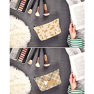 FITINI Makeup Bag Funny,Corgi Dogs Travel Small Cosmetic Bags Organizer for Women Handbag Toiletry Storage Pouch Waterproof Purse,Set of 3