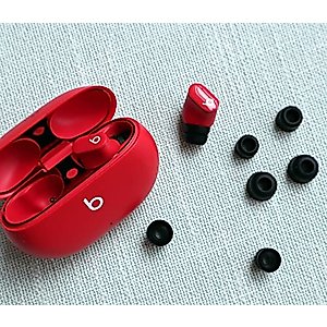 Ear Hooks Memory Foam Ear Tips Kits Compatible with Beats Studio Buds, Anti-Slip Comfortable Noise Reduce Double Flange Eartips Accessories Compatible with Beats Studio Buds Black L/M/S