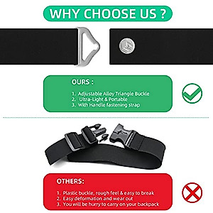 2-in-1 Luggage Straps for Suitcases Add a Bag, Travel Belt for Luggage Over Handle Stylish & Adjustable Elastic Luggage Strap Bag Bungees for Carry On Bag with Alloy Buckle, Hands-Free for Airport