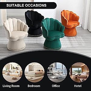 Sudwesto 360 Degree Swivel Barrel Chair, Velvet Upholstered Armchair, Round Accent Sofa Chair with Shell Back Design and Nailhead Trim, Swivel Club Chair for Living Room, Bedroom (Black)