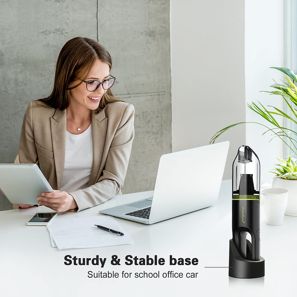 Aroma Room Portable Hand Vacuum Cleaner, Handheld Mini Cordless Cleaner for Dust Pet Hair Dirt Home, Car Interior, Lightweight, Easy to Use, Compact Design Battery Rechargeable with USB-C Cable