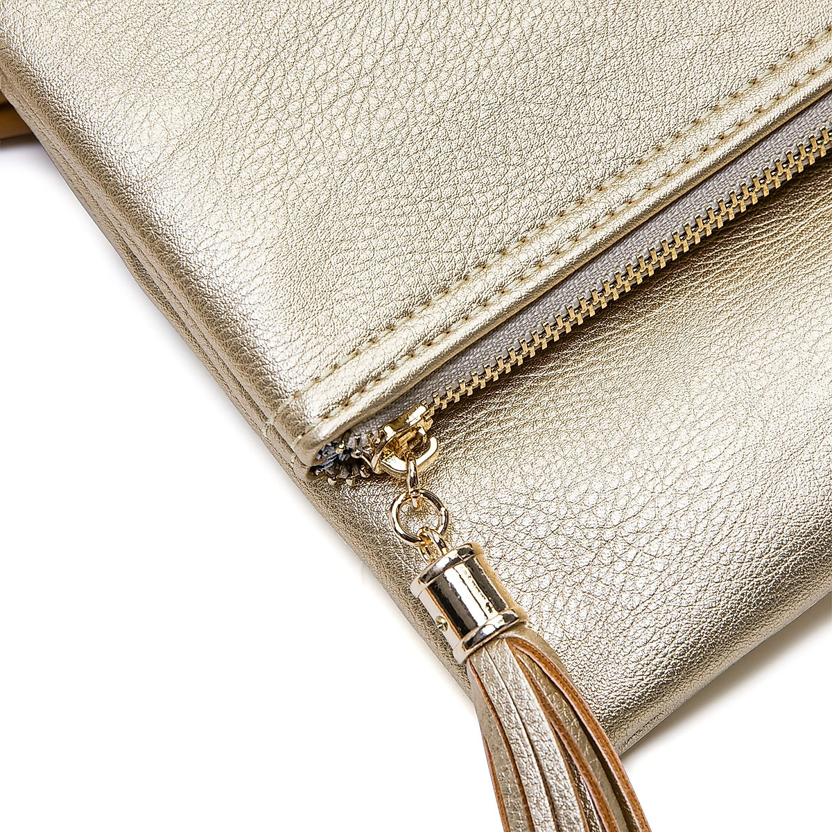 Solene Large Foldover Wristlet Clutch Crossbody Bag with Chain Strap -LP048(1-Gold-LP)