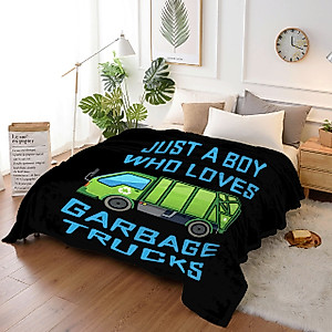 Boy Who Loves Garbage Trucks Blanket Soft Blankets and Throws Flannel Cozy Lightweight Quilt Gift Perfect for Bed Sofa Couch-50 x40 Small for Kids