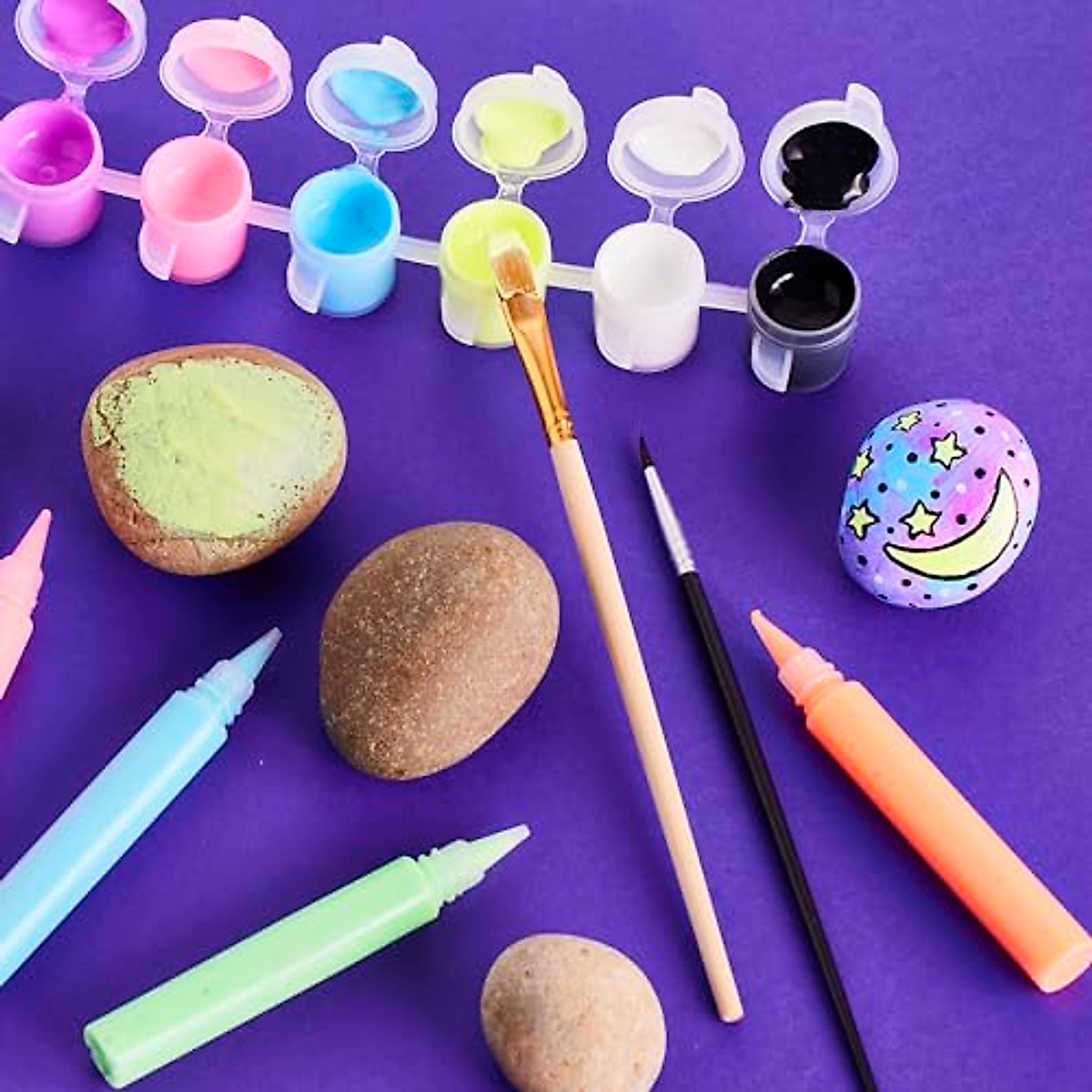 Creativity for Kids Glow in the Dark Rock Painting Kit: Crafts for Kids Ages 6-8+, Painting Rocks Arts and Crafts, Kids Gift