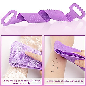 FEBSNOW 2 Pcs Silicone Back Scrubber for Shower,Silicone Body Scrubber,Exfoliating &amp; Deep Clean,Silicone Bath Body Brush for Men and Women,Comfortable Massage and Skin Health