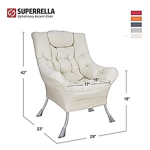 Superrella Modern Soft Accent Chair Living Room Upholstered Single Armchair High Back Lazy Sofa (White)