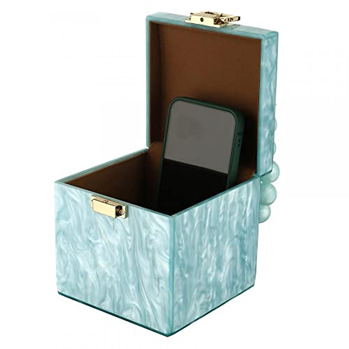 YYW Women Acrylic Purses, Marbling Acrylic Clutch Bag Fashion Elegant Evening Bag Party Cocktail Clutch Purse Handbag Bag (Blue)