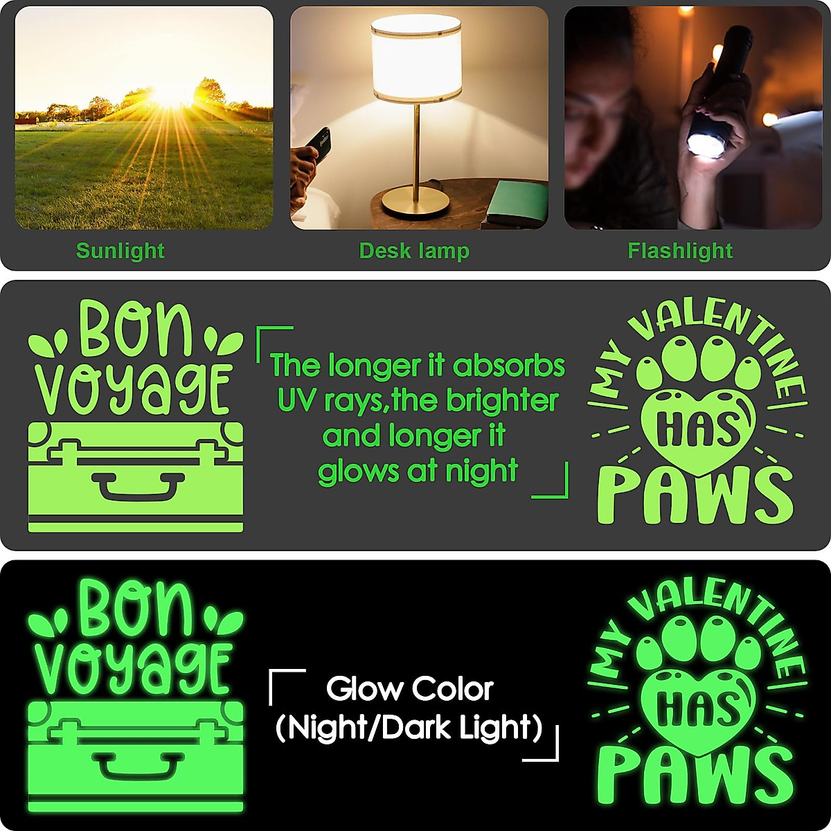 WRAPXPERT Glow in The Dark Permanent Vinyl Roll, Lime Green Glow in The Dark Vinyl for Wrap,Stickers,Decal,Lettering,12" x5ft