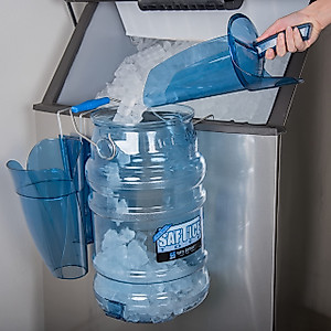 San Jamar Saf-T-Scoop Ice Scoop with Storage Caddy for Kitchens, Restaurants, And Fast Food, Plastic, 64 To 86 Ounces, Blue