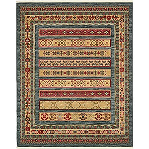 Unique Loom Fars Collection Modern Classic Tribal Inspired Design with Border Area Rug, (Rectangular 8' 0" x 10' 0", Blue/ Light Blue)