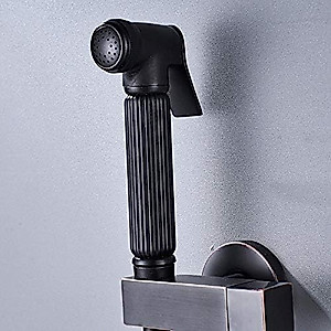 Bidet Sprayer Head Wall Mounted Bathroom Bidet Faucet Shower Faucet Toilet Bidet Muslim Brass Washer Tap-Black Bronze Bidet
