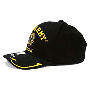 Army Military Hat Veteran Army Cap Official Licensed Baseball Cap (One Size, Black - Army Logo)