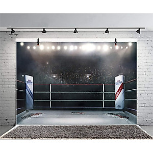LFEEY 10x7ft Boxing Ring Backdrops for Photography Stadium Cheer Audience Boxing Theme Party Decorations Party Supplies Men Boy Birthday Background Sportsman Backdrop Photoshoot Studio Props