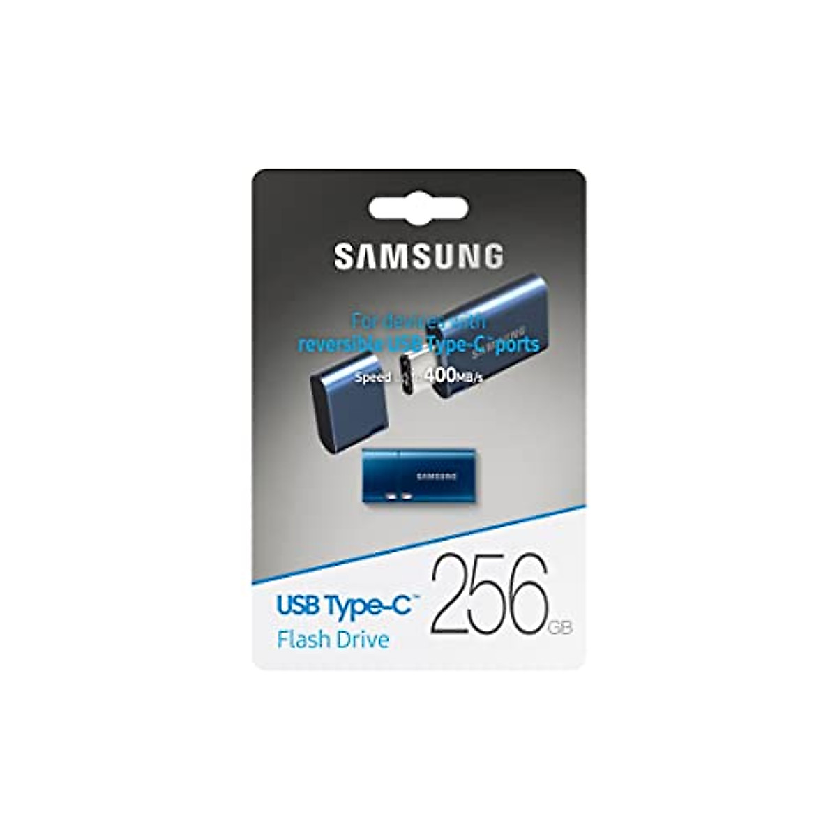 Samsung Type-C™ USB Flash Drive, 256GB, Transfers 4GB Files in 11 Secs w/Up to 400MB/s 3.13 Read Speeds, Compatible w/USB 3.0/2.0, Waterproof, 2022, Blue, MUF-256DA/AM