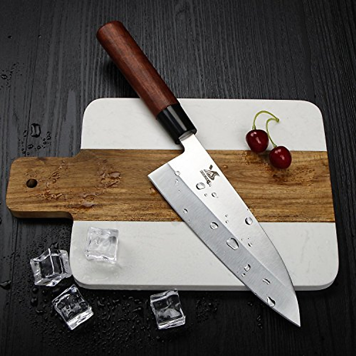 MSY BIGSUNNY 7 inch Deba knife Kitchen Cooking Chef Sushi Knife High Carbon Stainless Steel Blade with Rose wood Handle