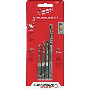 MILWAUKEE ELECTRIC TOOL 48-89-4444 Milwaukee Shockwave™ Impact Hex Drill Bit Set 4 Piece (1/8 In., 5/32 In., 3/16 In., 1/4 In.) - 288291,