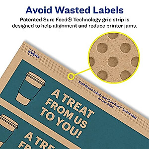 Avery Kraft Brown Rectangle Labels with Sure Feed, 2.5" x 7", 300 Kraft Brown Labels, Print-to-The-Edge, Laser/Inkjet Printable Labels