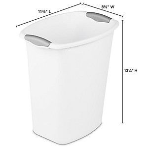 Sterilite 10358006 3 Gallon/11.4 Liter Wastebasket, White with Titanium Inserts, 6-Pack
