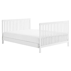 Oxford Baby Essentials Island Full Size 4-in-1 Convertible Baby Crib with Round Spindles, White