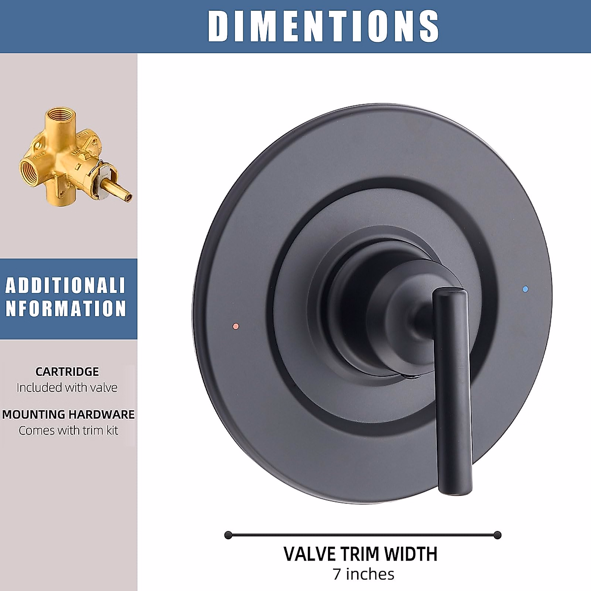 T2901BL Shower Lever Handle Replacement Compateble with Moen T2901BL Gibson Posi-Temp Valve Trim Kit, Chrome Shower Trim Kit Shower Lever Handle (#2510 Valve Required) (Black)