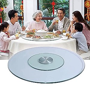 JHSDFOUIH Lazy Susan Turntable for Table, Round Tabletop Rotating Serving Tray, Transparent Table Top Circle Centerpiece, Thicken Explosion-Proof Tempered Glass, for Sharing Food Easier