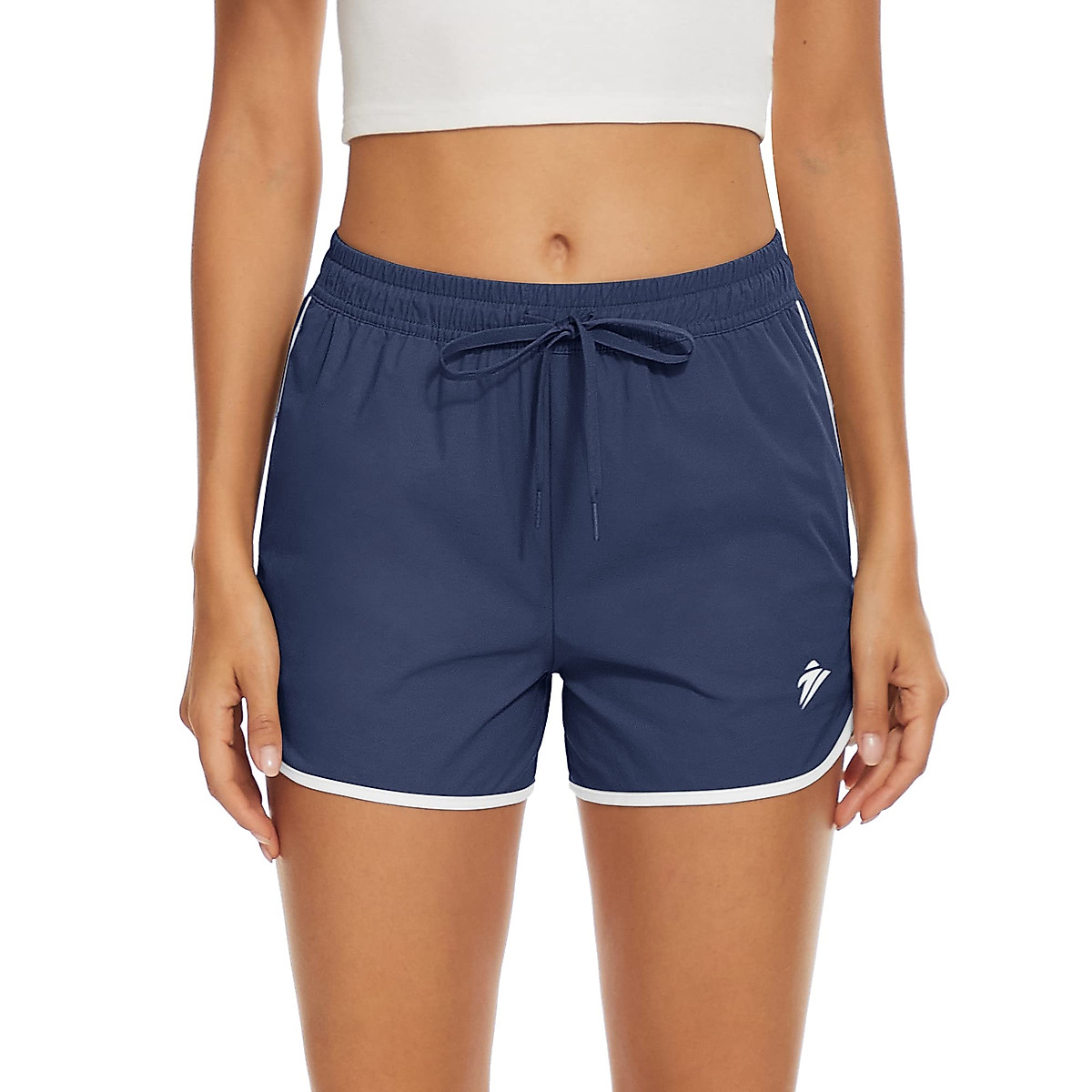 TACVASEN Women's Quick Dry Shorts Hiking Athletic Outdoor Tennis Golf Shorts Breathable Lightweight Travel Shorts Stretch Dark Blue L