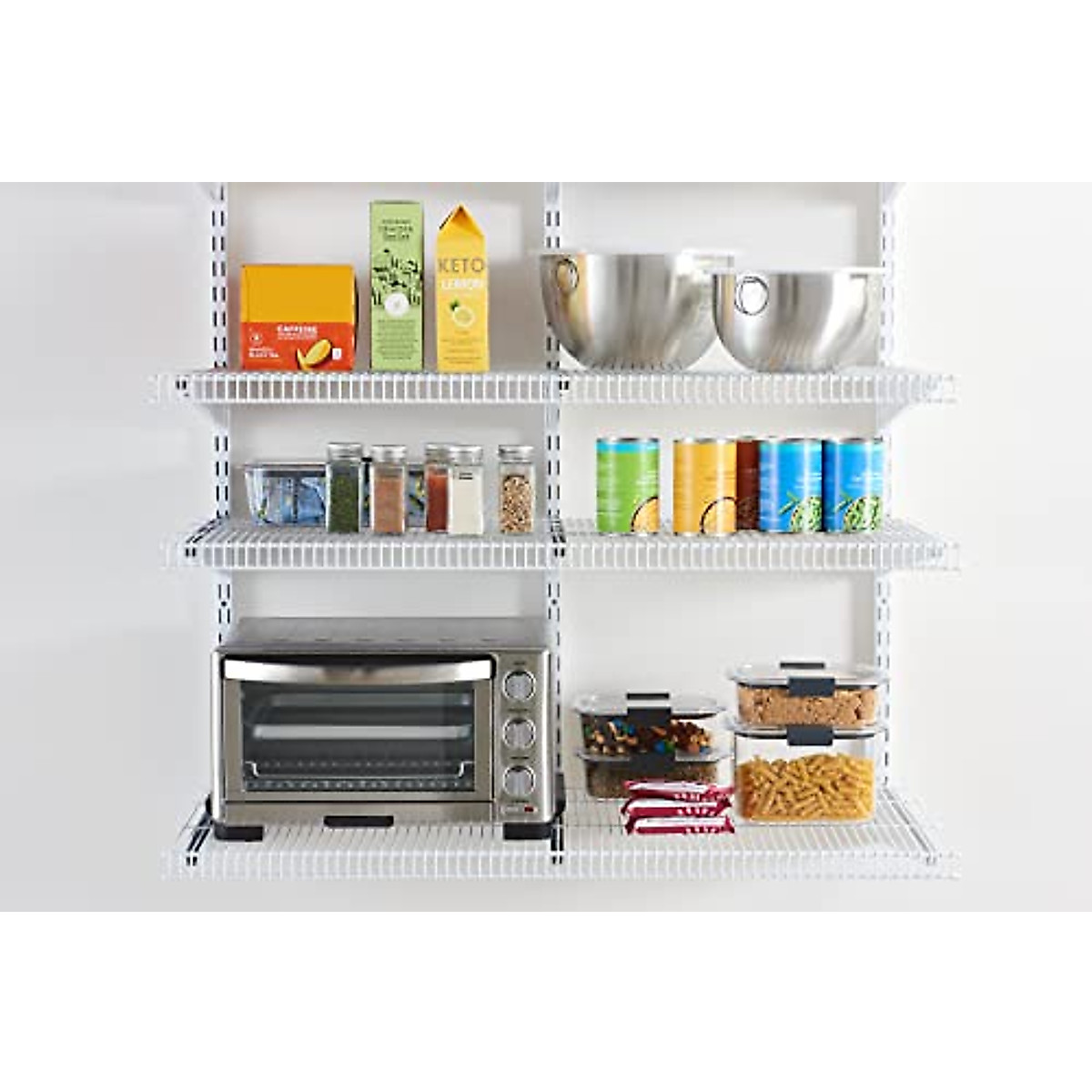Rubbermaid Pantry 36" Closet Storage Organization System Kit, 4 Shelf System for Pantry Storage, White