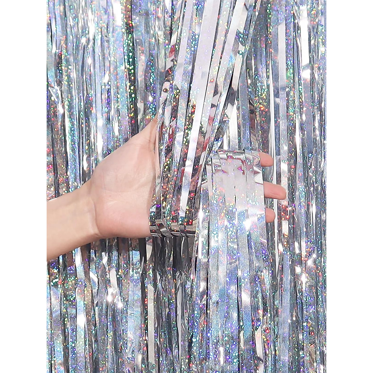 Graduation Party Decorations Purple Silver Black 2024/Purple Black Graduation Decorations 2024/Birthday Decorations for Women Purple Silver Black Foil Fringe Curtains