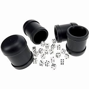 WE Games Dice Cups, Professional Grade Plastic with 20 Dice & Instructions for Liar's Dice, Set of 4