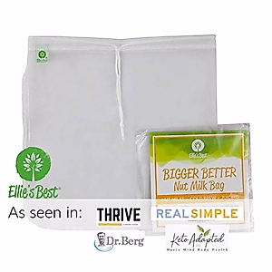 Nut Milk Bags - Organic Cotton - Not Cheesecloth - Pro Quality Unbleached 12"x12" 2 Pack - Perfect Size Mesh Strainer for Almond Milk-Cheese-Tea-Yogurt-Juices-Soups- Reusable Washable