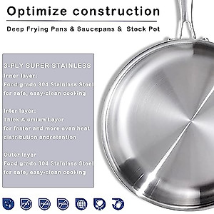 MILCIL Stainless Steel Pots and Pans Set Ceramic Nonstick, 10 pcs Professional Home Chef Kitchen Cookware Set, Free of PTFE/PFOA/PFAS, NO TOXIN, Oven and Dishwasher safe